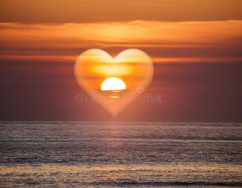 Heart Shaped Sun. a Sun in the Shape of a Heart Rises Over the Ocean ...