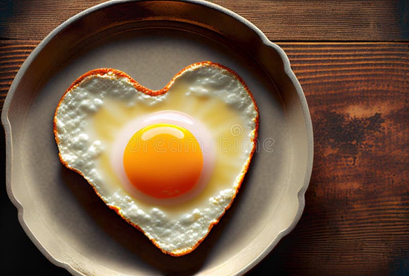 Heart Shaped Sunny Side Up Egg in Fry Pan - Generative AI Stock ...