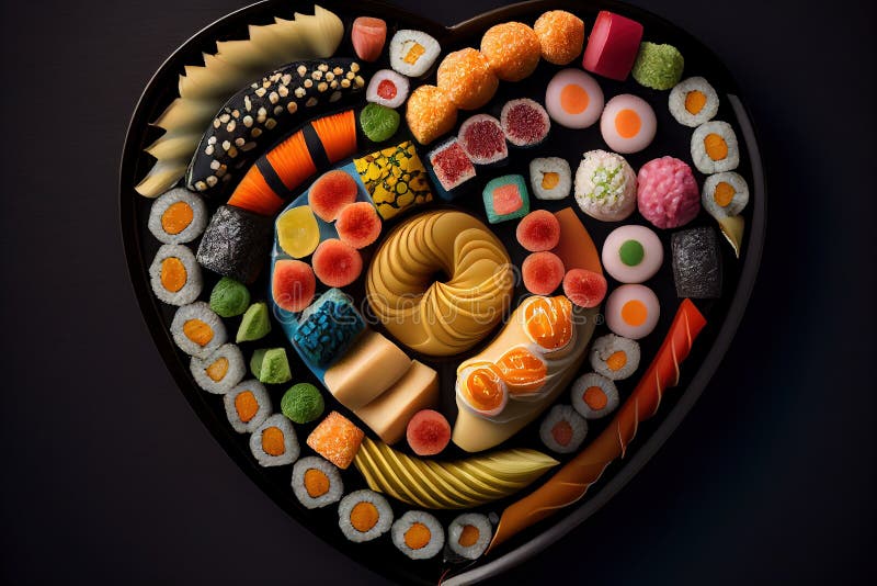 Heart-Shaped Sushi Platter - Perfect for Romantic Dates. Generative AI ...
