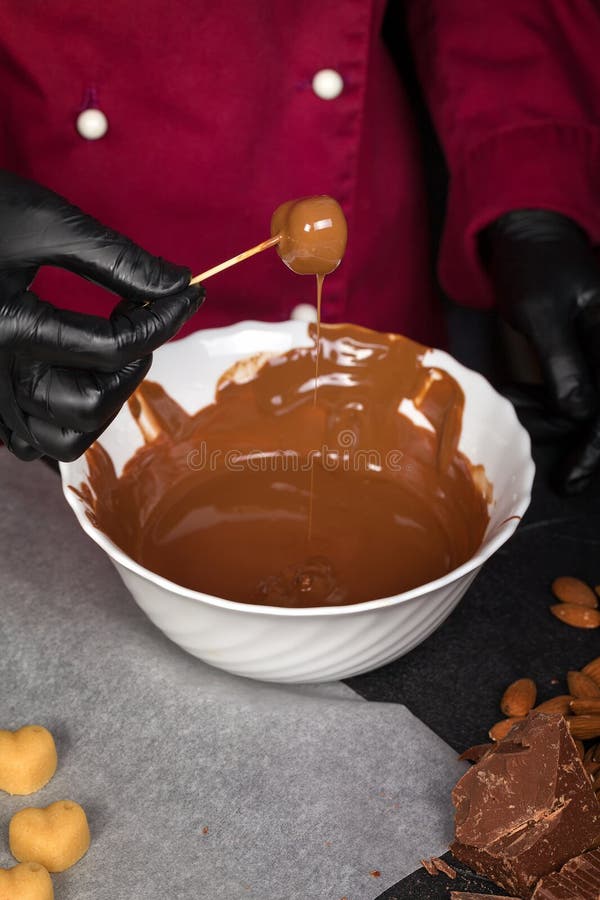 Heart-shaped Sweets Covered with Liquid Icing Milk Chocolate Stock ...