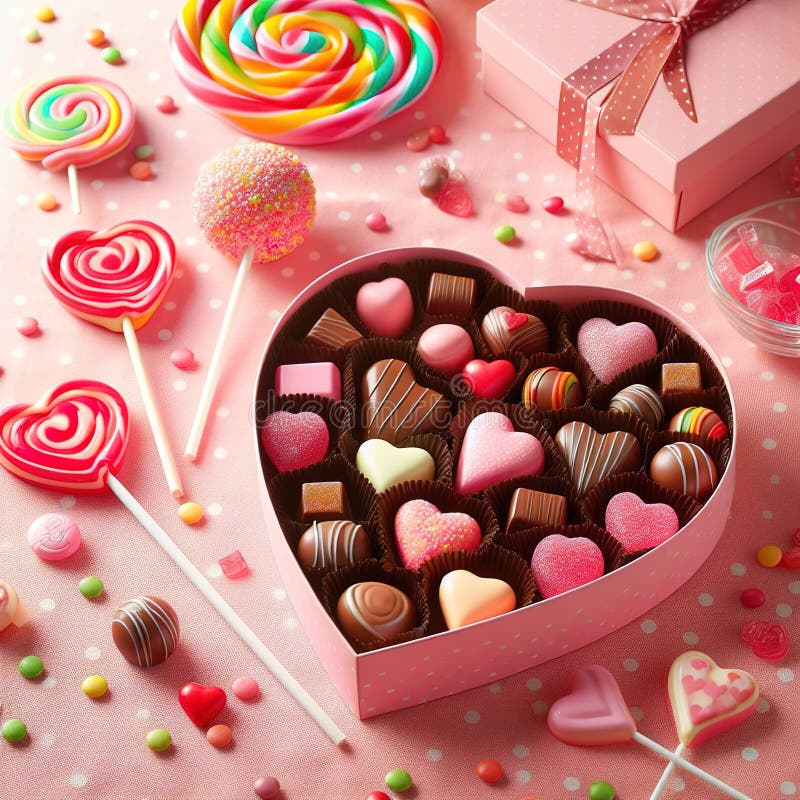 Heart-shaped Sweets for Valentine S Day. Generative AI Stock Photo ...