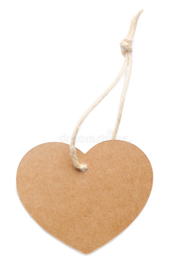 Heart Shaped Tag with Space for Text Isolated on White, Top View Stock ...