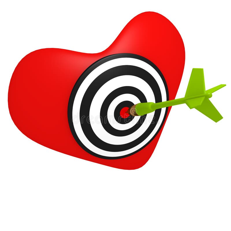 Heart Shaped Target With The Arrow In The Center Stock Illustration ...