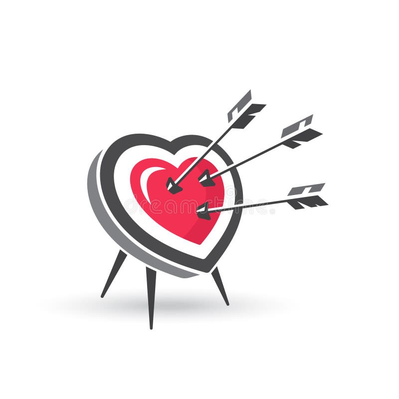Heart-shaped Target Hit by Arrows. Vector Illustration Stock Vector ...