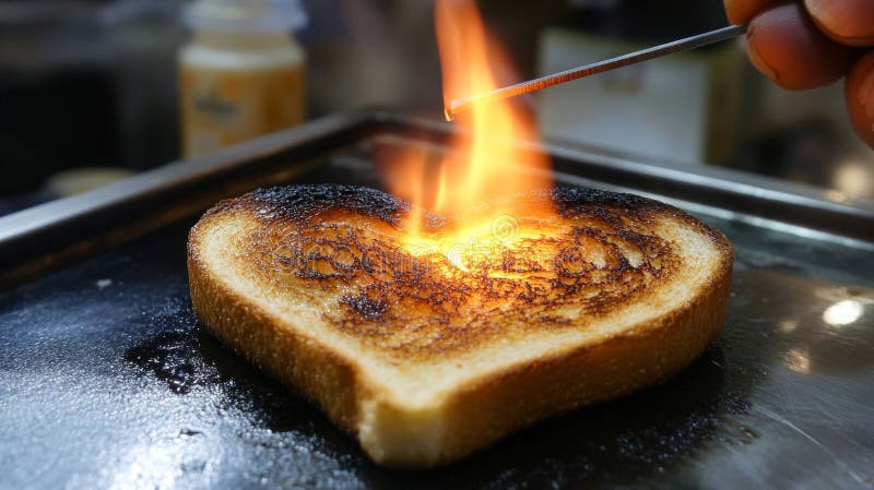 Heart-shaped Toast Burning with a Flame Stock Illustration ...
