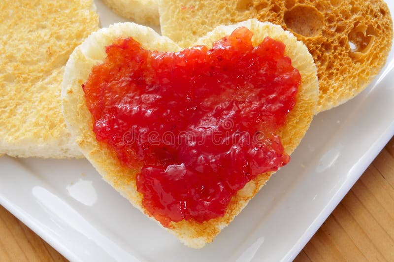 Heart-shaped Toasts and Jam Stock Image - Image of culinary, brown ...