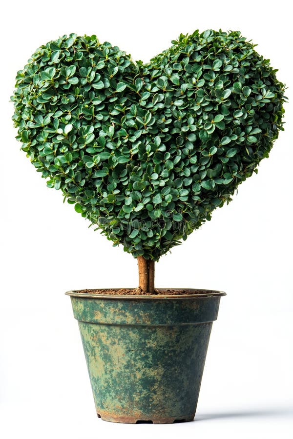 A Heart Shaped Topiary in a Pot on a White Background Stock Photo ...