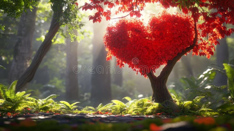 Heart Shaped Tree in Forest Love Nature Romance Magic Serenity a ...