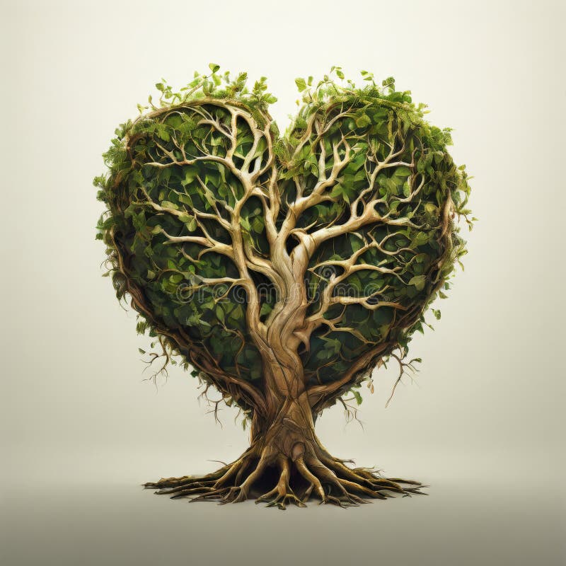 Heart-shaped Tree with Intertwined Branches and Lush Leaves Stock Photo ...