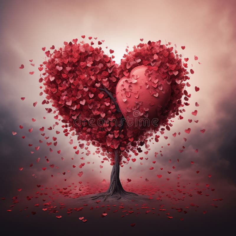 A Heart Shaped Tree with Leaves Made of Small Hearts Generative AI ...