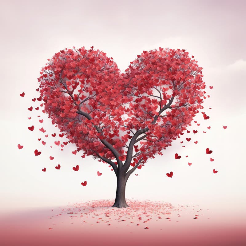 A Heart Shaped Tree with Leaves Made of Small Hearts Generative AI ...