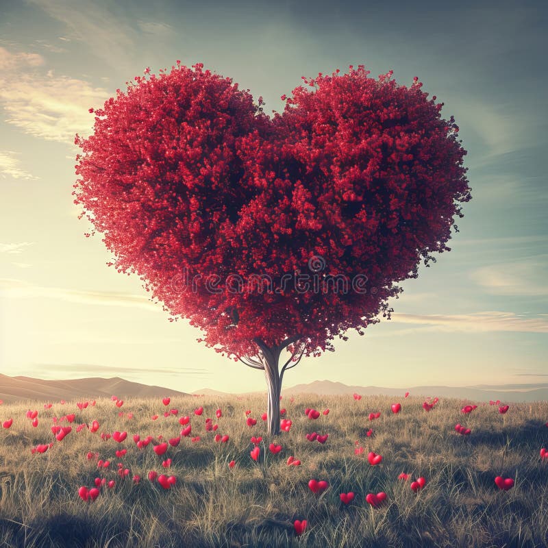 Heart Shaped Tree of Love in the Garden Stock Illustration ...