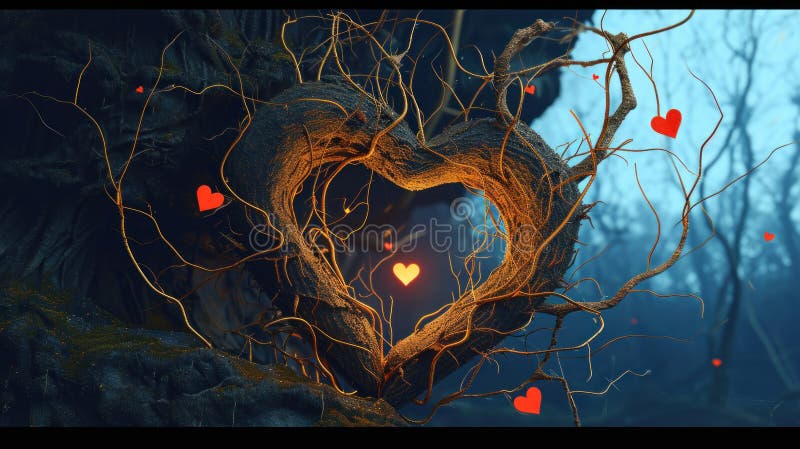 A Heart Shaped Tree with Red Hearts in the Branches, AI Stock Photo ...