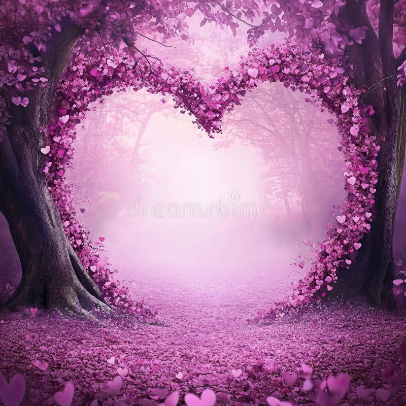 Heart Shaped Tree Romantic Forest Stock Photo - Image of love, heart ...
