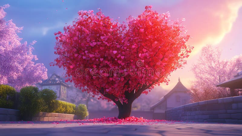 Heart-Shaped Tree: Romantic Nature Scene Stock Photo - Image of cute ...