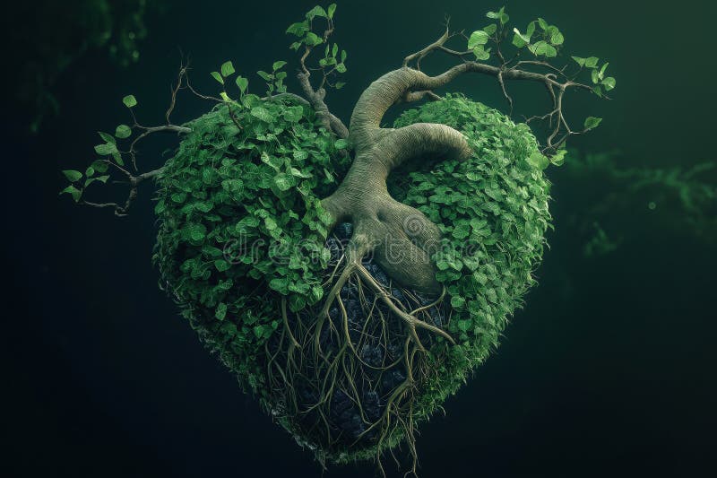 Heart Shaped Tree Sculpture of Intertwined Roots and Leaves Stock Photo ...