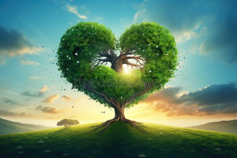 Heart-shaped Tree Under Cloudy Sky Stock Photo - Image of tree ...