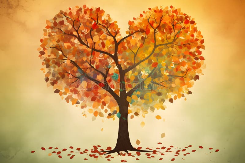 Heart Shaped Trees Flat Design Stock Illustration - Illustration of ...