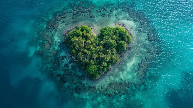 A Heart-shaped Tropical Island Paradise in the Open Ocean Stock Photo ...