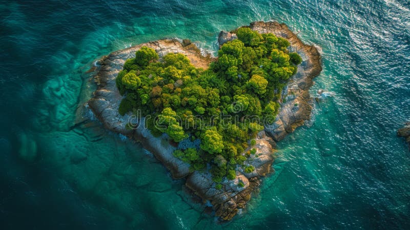 A Heart-shaped Tropical Island Paradise in the Open Ocean Stock Image ...