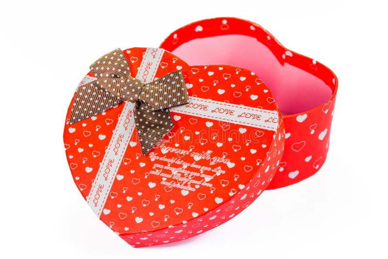 Heart Shaped Valentines Day Gift Box, Isolated on White Stock Photo ...