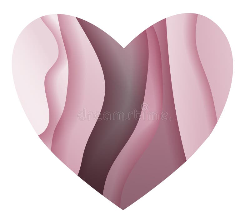 Heart-shaped Vector Illustration Showcasing Soft Pink and Maroon Waves ...