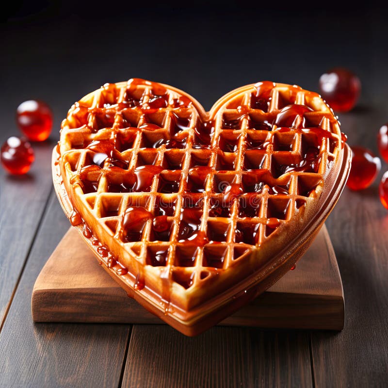 Heart Shaped Waffle on Table Stock Photo - Image of contrast, waffle ...