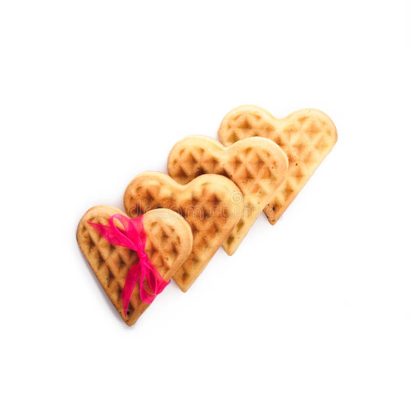 Stack Of Heart Shaped Waffles Stock Photo - Image of biscuit, dessert ...