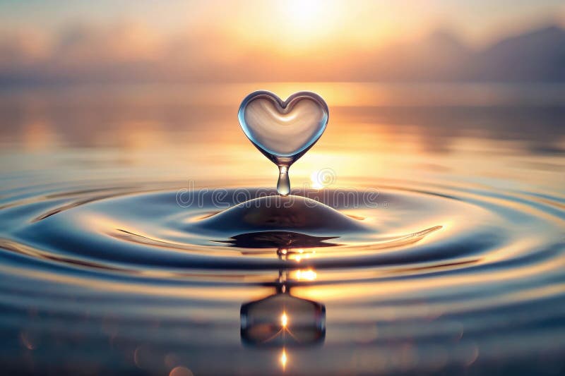Heart-shaped Water Drop Creating Concentric Ripples on Serene Water ...