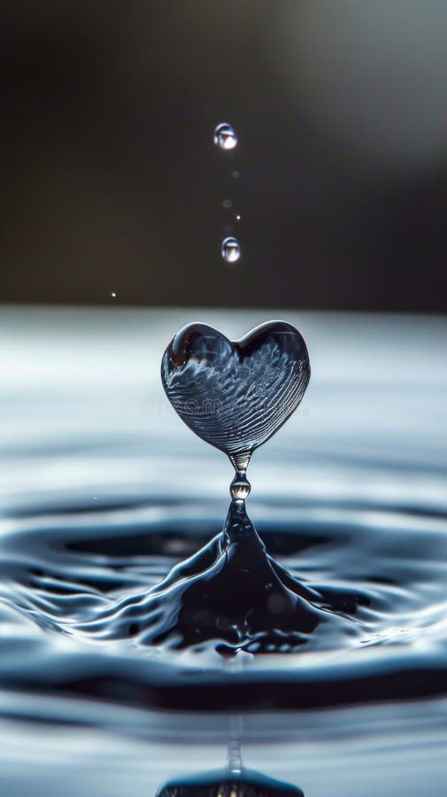 Heart-shaped Water Drop Impact Creating Ripples, Symbolizing Love and ...