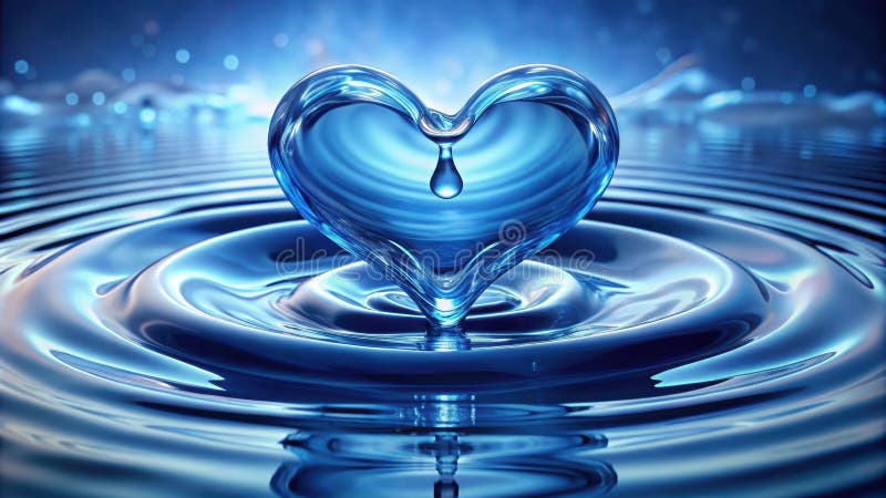 Heart-shaped Water Droplet Creating Concentric Ripples on a Still ...