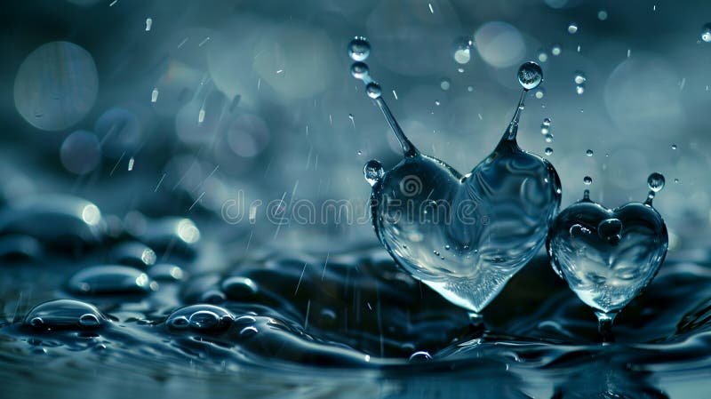 Heart shaped water drops stock illustration. Illustration of blue ...