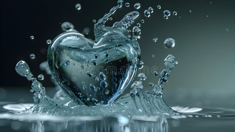Heart-Shaped Water Splash 3D Illustration Stock Illustration ...