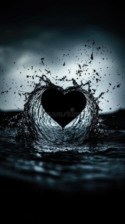 Heart-shaped Water Splash in Dark Setting Capturing Love and Nature S ...