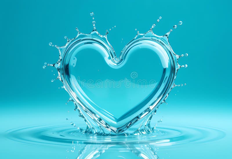 Heart Shaped Water Splash, Love, Purity, Freshness Stock Illustration ...