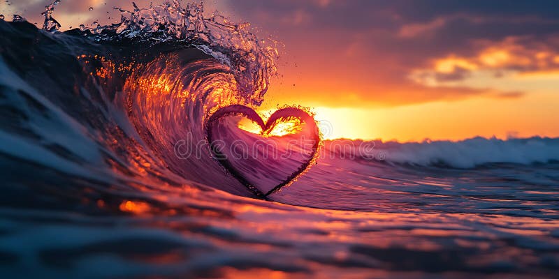 HeartShaped Wave Curling in Slow Motion Wallpaper Background Stock ...