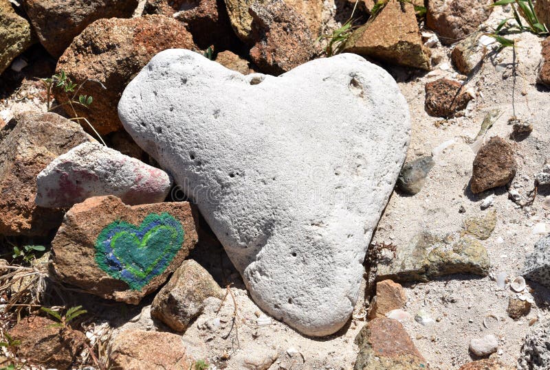 Heart Shaped White Lava Rock on a Beach Stock Image - Image of beach ...
