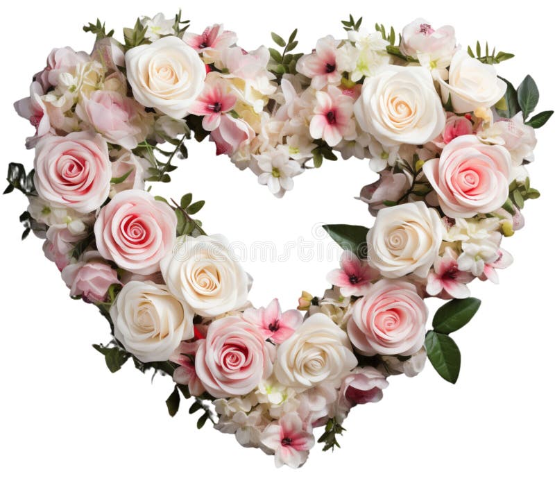 Heart Shaped White Rose Bouquet Stock Illustration - Illustration of ...