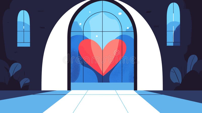 Heart-Shaped Window Design in Flat Minimal Vector Art Stock Vector ...