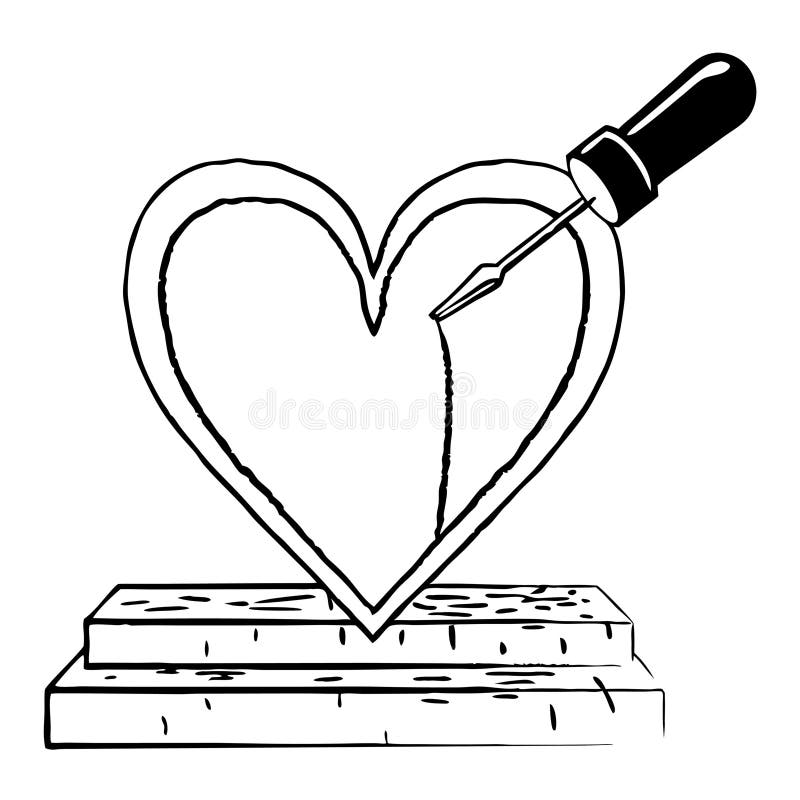 Heart Shaped Wood Carving Illustration with Chisel Tool for Crafting ...