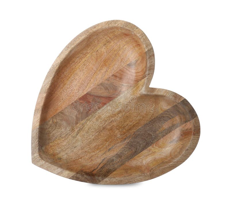 Heart Shaped Wooden Tray Isolated on White Stock Image - Image of ...