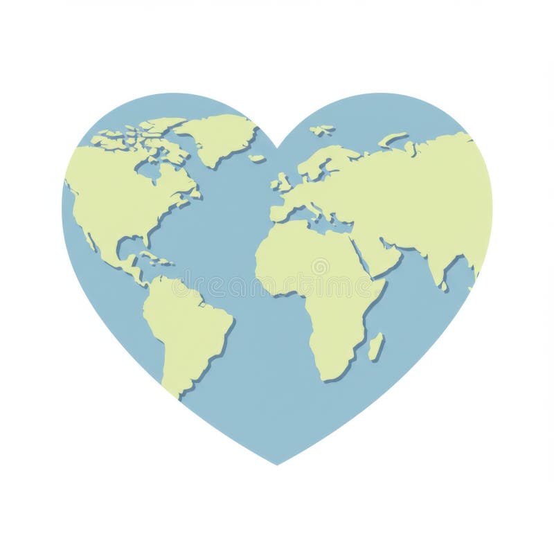 Heart Shaped World Map Pastel Illustration Stock Illustration ...