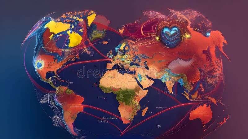 World Shown As a Heart - World Heart Day Stock Illustration ...