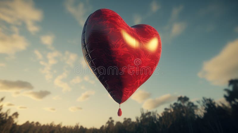 A Heart-shapes Balloon, Rising Towards the Sky, Representing the ... A Heart-shapes Balloon, Rising Towards the Sky, Representing the ...