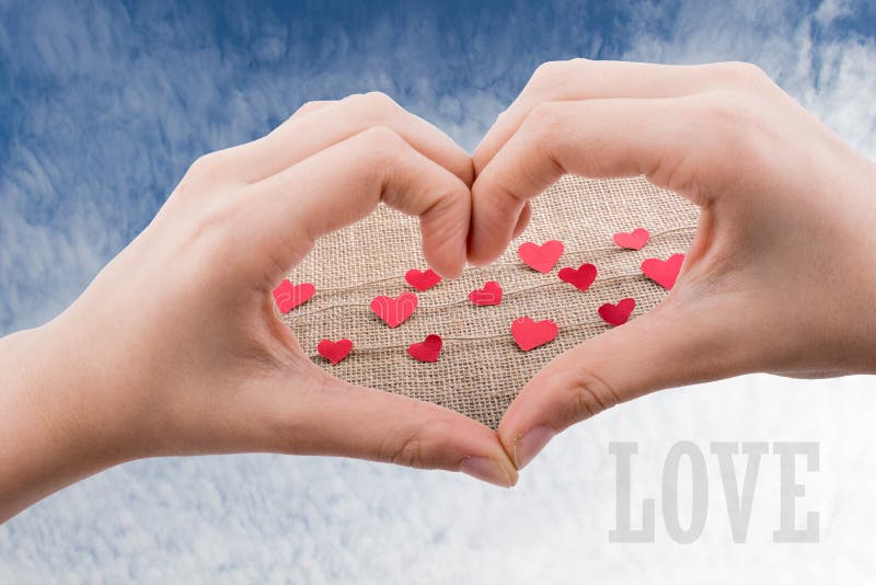 Heart Shapes Behind a Heart Shaped Hand Stock Image - Image of give ...