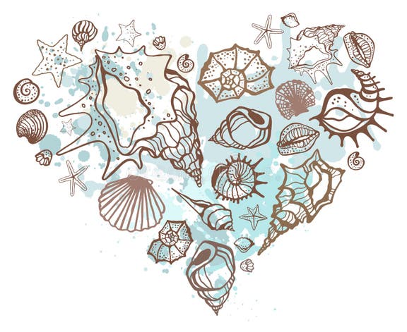 Heart of the Shells. Hand Drawn Illustration Stock Illustration ...