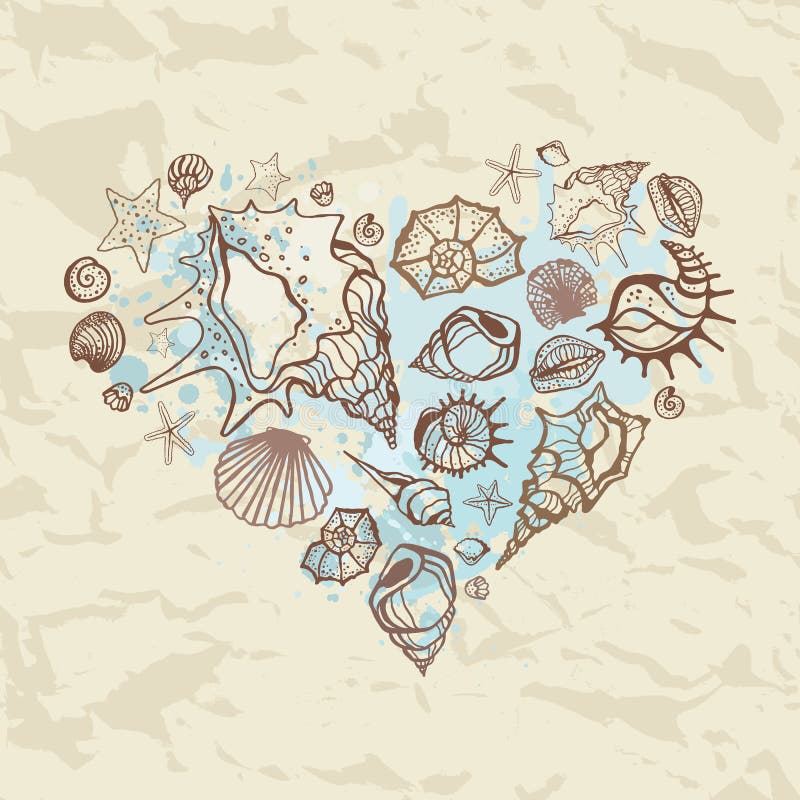 Heart of the Shells. Hand Drawn Illustration Stock Illustration ...
