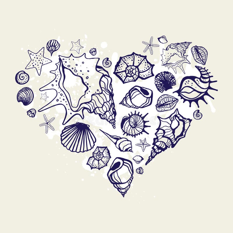 Heart of the shells. stock illustration. Illustration of hand - 36301107