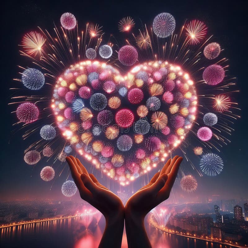 66 46. Heart Shells_ Large, Spherical Firewo Stock Illustration ...