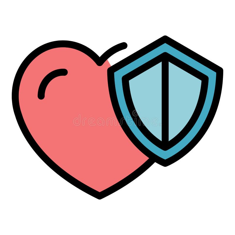Heart Shield Icon Color Outline Vector Stock Vector - Illustration of ...